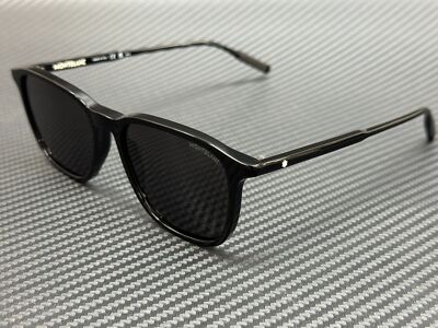 MONT BLANC MB0082S 001 Black Grey Men's 53 mm Sunglasses | eBay