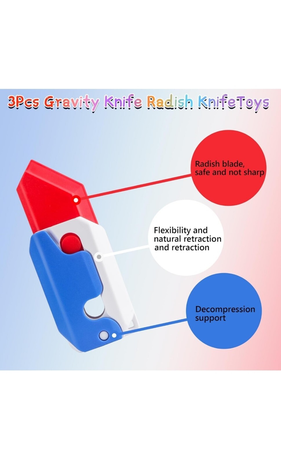 3D Fidget Toys Knife Gravity Radish Knife Toy Plastic EDC Fidget Toy ...