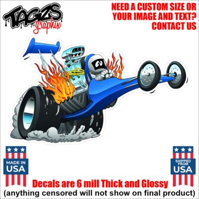Hotrod Muscle Racing Car Rail Dragster Printed & Laminated Window Decal ...