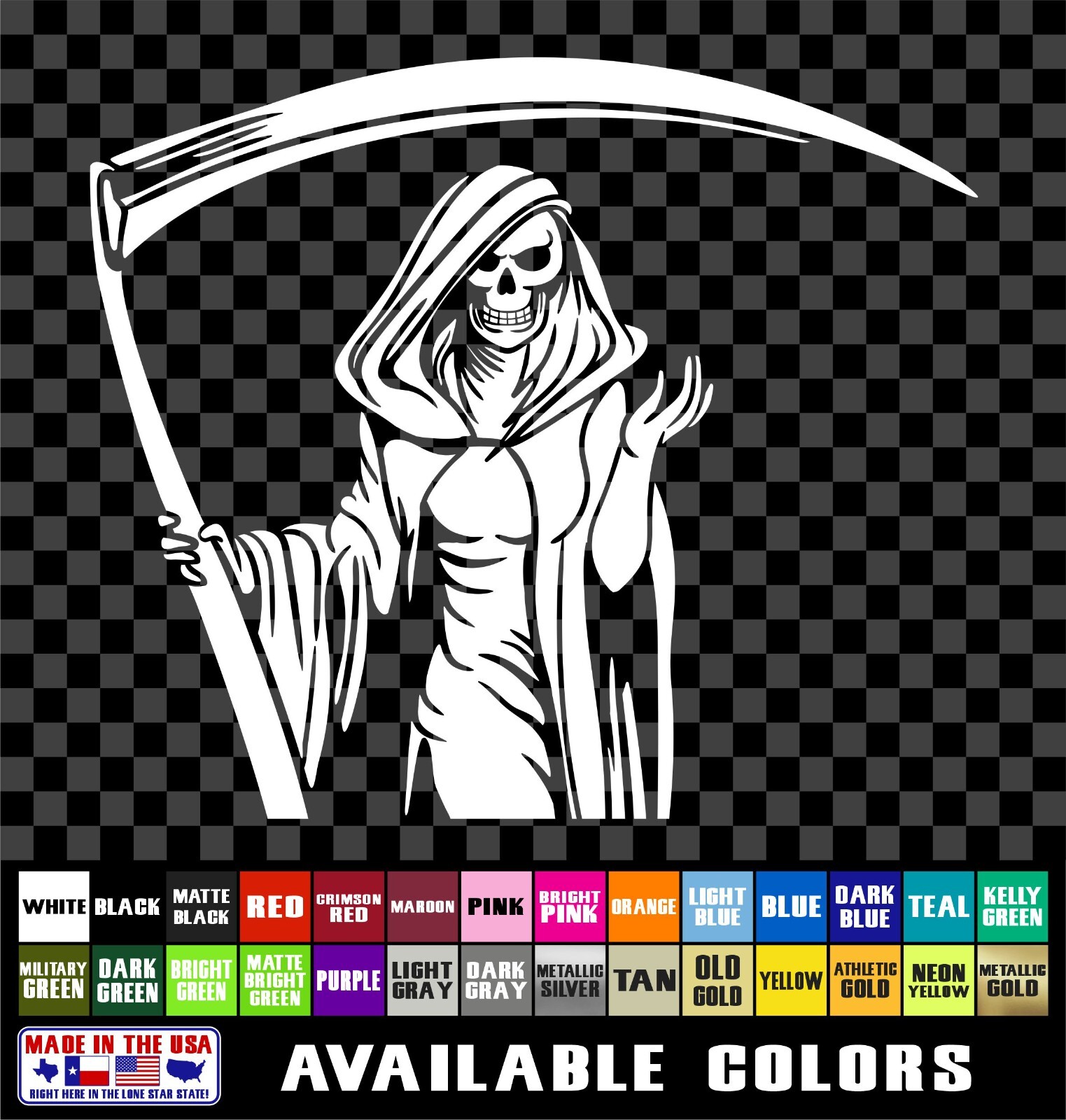 Lady Grim Reaper Sticker Skull Evil Scythe DEATH Vinyl Decal Truck ...