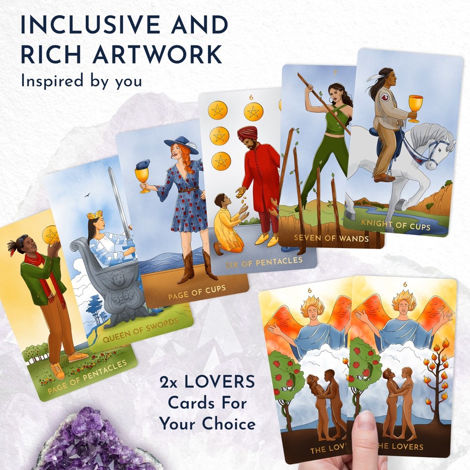 RYVE Awaken Tarot Cards Borderless with Guide Book - Modern Tarot Deck ...