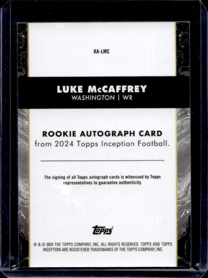 2024 Topps Inception Luke McCaffrey Rookie Auto RC Green #11/150 ...