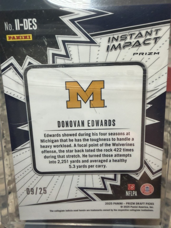 Donovan Edwards 2025 Prizm Draft Picks Instant Impact Pink Pulsar /25🔥 ...
