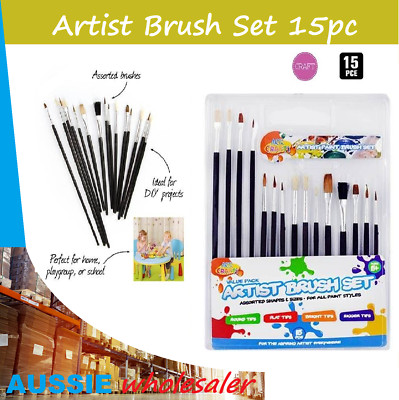 15pc Paint Brush Set Artist Hobby Craft Paint Brushes Brush Set ...