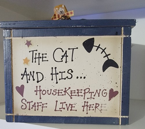 Hand Decorated Kitty Cat Treat/Storage Wood Box 6.5in By 8.25in By 8 ...