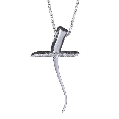 Ciondolo Donna Croce in Oro Bianco 18 KT con Diamanti - CD28 | eBay