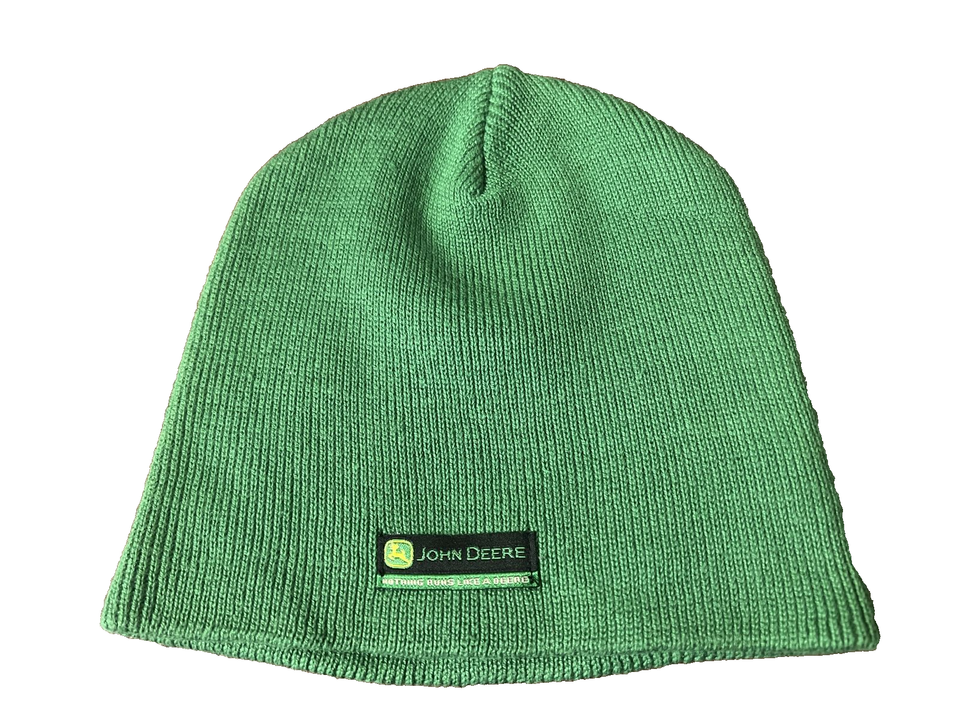 John Deere Beanie Hat Adult One Size Green Yellow Patch Farmer Knit Cap ...