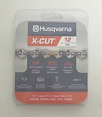 Husqvarna X-Cut S93G 12" Chain - 3/8" Mini Pitch .050 - 45x DL - 5/32 ...