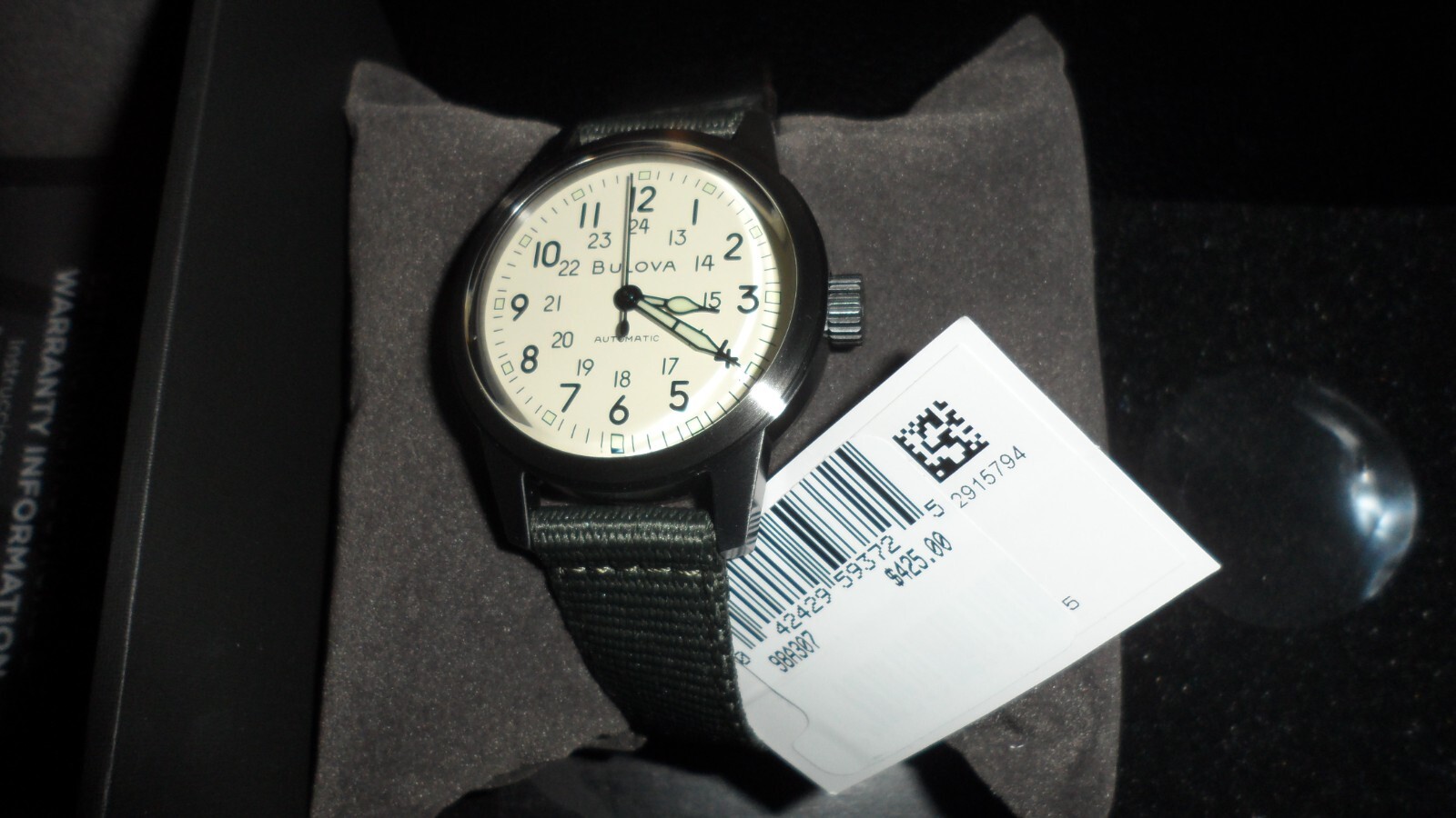 Bulova Military Vintage Stainless Steel Automatic Men's Watch 98A307 ...