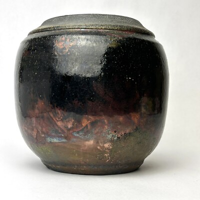 Raku Fired Pottery 6.25" Copper Luster Multi Color Metallic Vase Studio ...