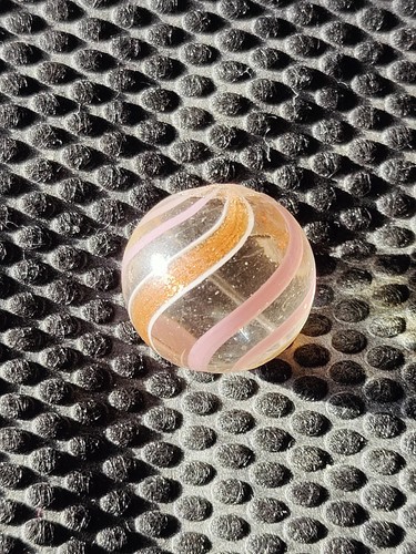 German Banded Lutz Antique Toy Marble, Red/Blue/Gold, Swirl, 5/8 ...