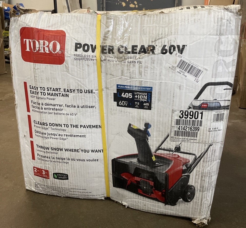 Toro 39901 60V Cordless Electric Snow Blower Batteries+ Charger ...