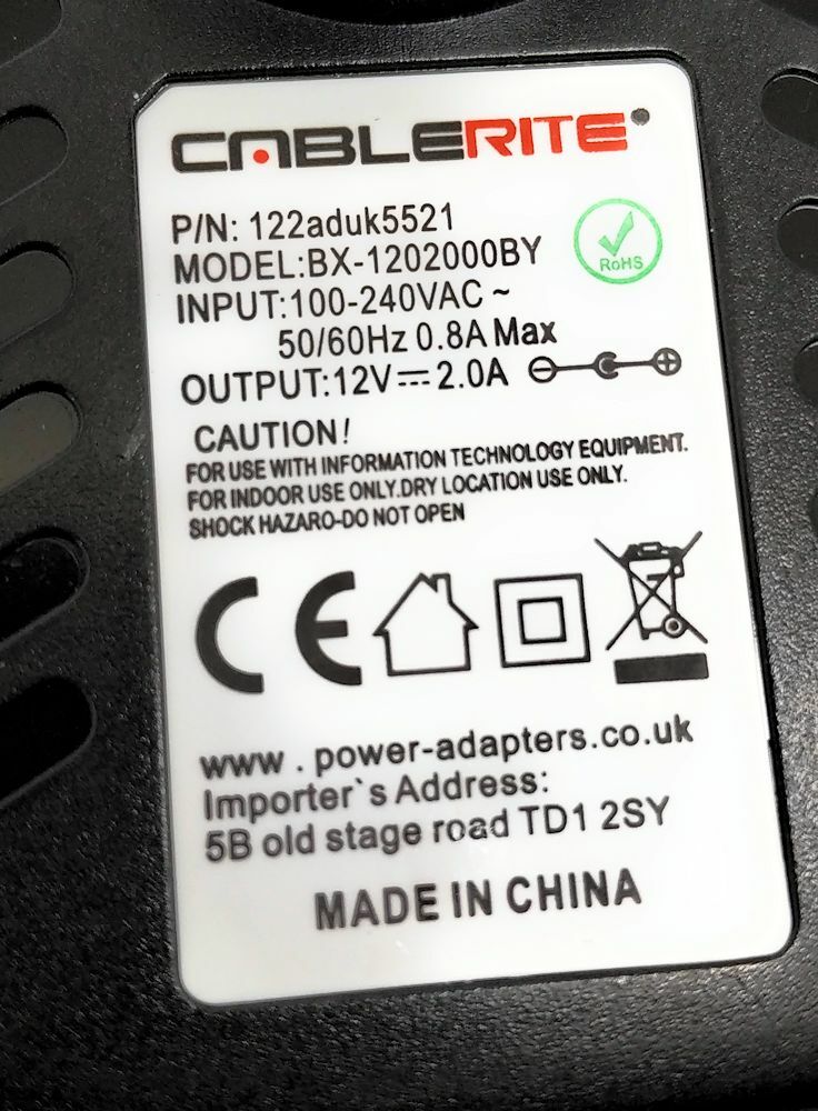 Power supply adapter cable for Humax HDR-2000T Freeview Box - 12v ...