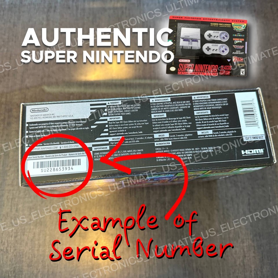 Authentic SNES Super Nintendo Classic Mini Super Entertainment System ...