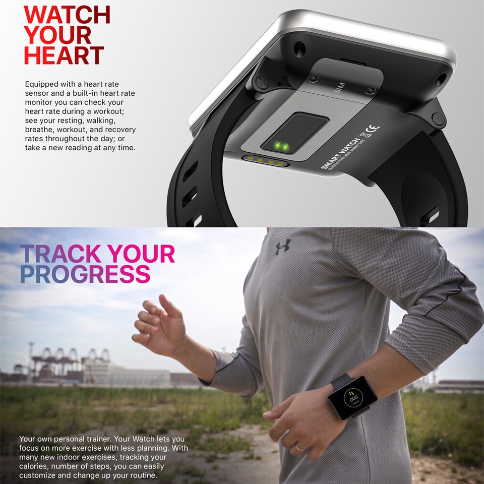 Men Women Luxury Smart Watch with Camera 4G Unlocked Smartwatches Large ...