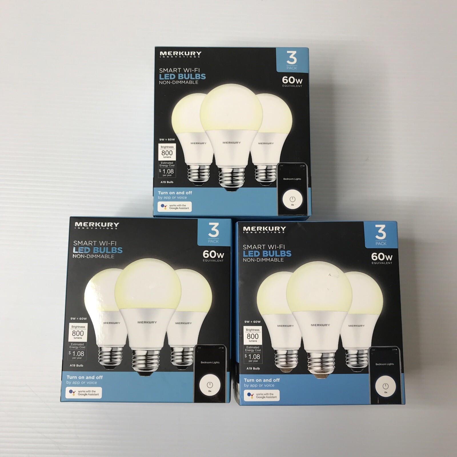 (3 pack) 9 Bulbs Merkury Innovations Smart Wifi App Controlled Led ...