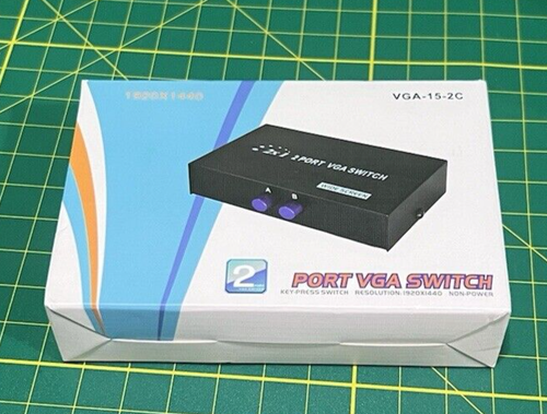 2 Port VGA SVGA Monitor Sharing Switch Box 2 In 1 Out For LCD PC TV ...