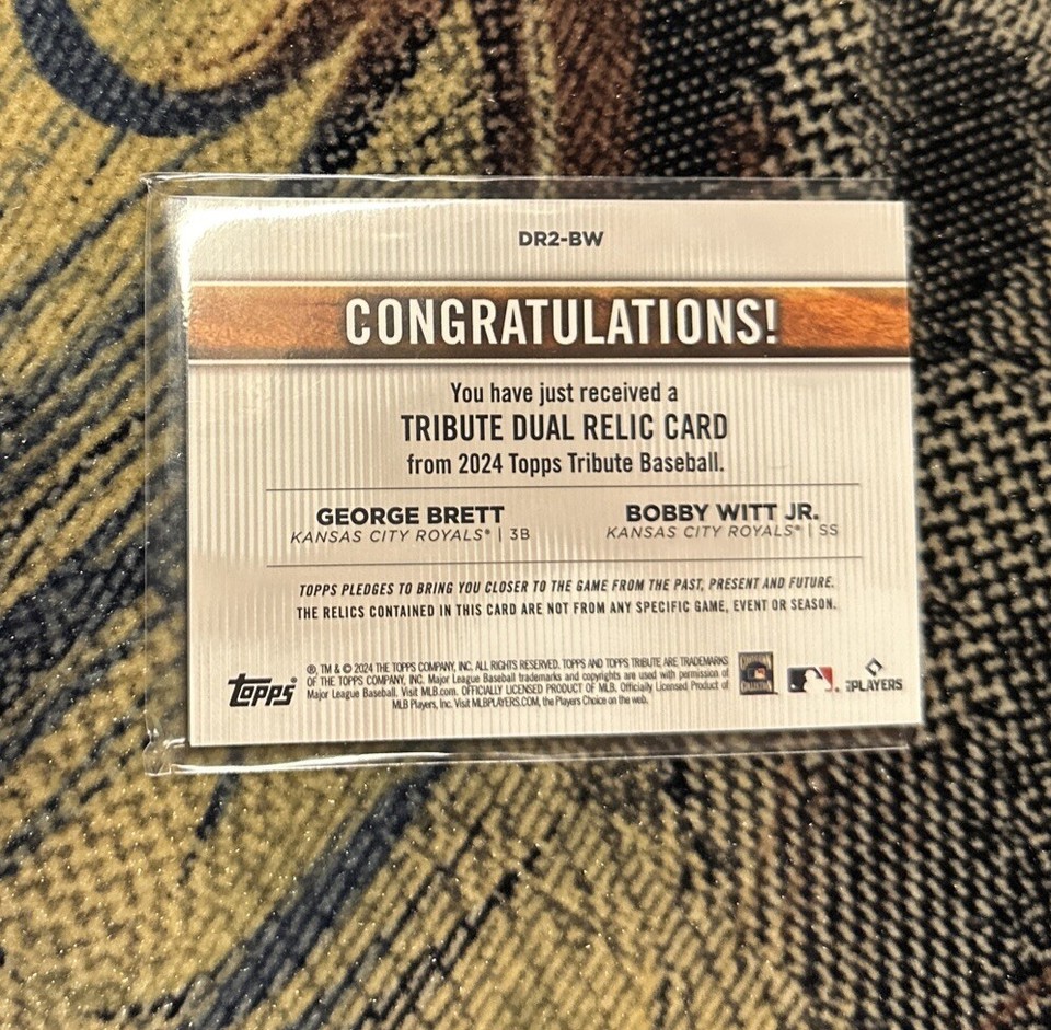 2024 Topps Tribute George Brett & Bobby Witt Jr Dual Relic Green 49/99 ...