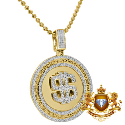Real Diamond Mini $ Dollar Sign Money Cash Pendant Charm + Chain 10K ...