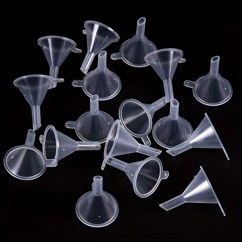 10x Mini Plastic Funnel Oil Filling Bottle Transfer Liquid Small Clear ...