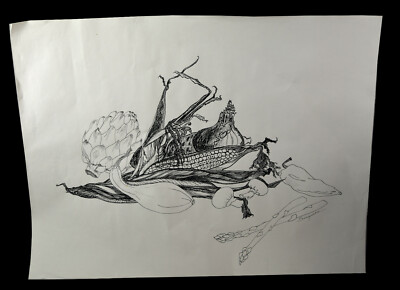 23" Original Ink Drawing Luanne Tackett Simpson Detailed Fall ...