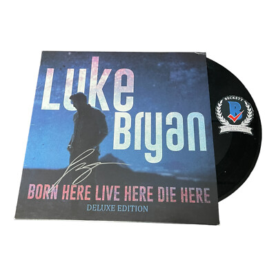 LUKE BRYAN SIGNED AUTOGRAPH BORN HERE LIVE HERE DIE HERE LP VINYL BAS ...