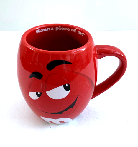 M&M's World Coffee Mug RED Wanna Piece of Me Tea Cup Mars Vintage Large ...
