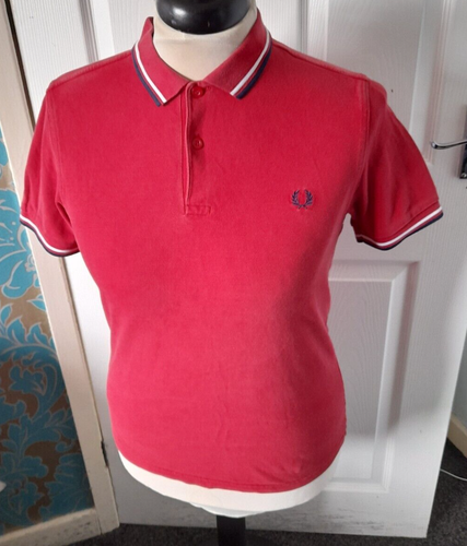 FRED PERRY Red Collared Short Sleeve Polo Top Shirt Size UK M | eBay