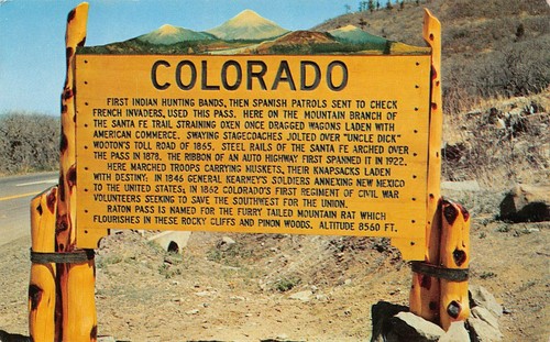 Raton Pass CO Colorado Road Sign Sangre de Cristo Mountains Vtg ...