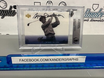 BYRON NELSON SIGNED AUTOGRAPHED 2001 UD UPPER DECK #66 CARD BECKETT BGS ...
