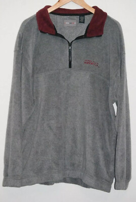 Perry Ellis America Soft Gray and Maroon Quarter Zip Sweater Sweatshirt ...