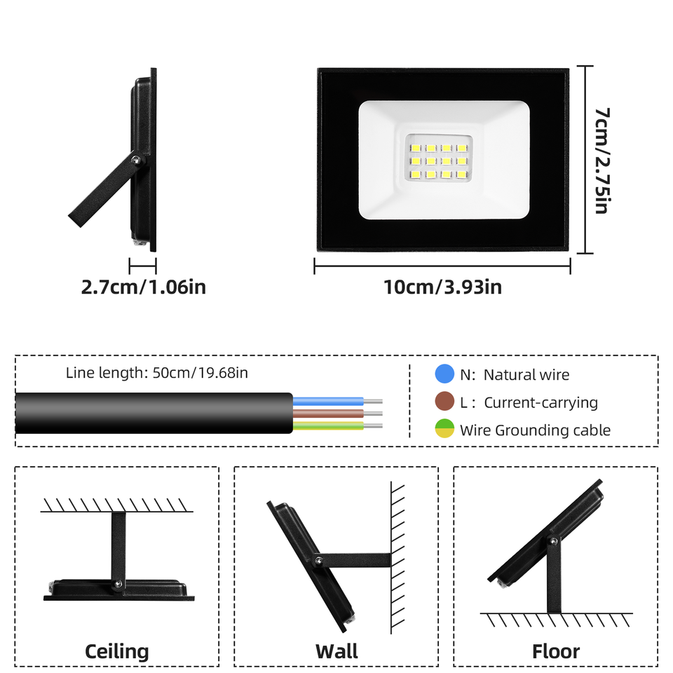 10-500W LED Floodlight Spot Light Watt Security Flood Lights Outdoor ...