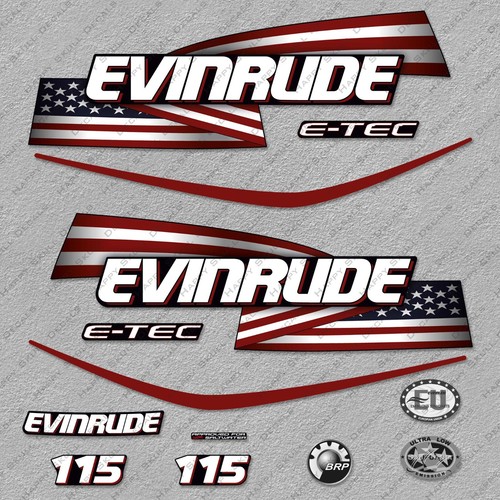Evinrude 115 hp ETEC 2007-2017 USA Flag Graphite Cowl outboard engine ...