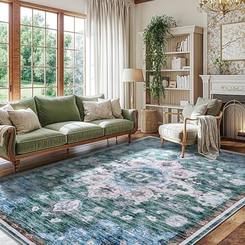 Area Rugs 9x12,Area Rug for Living Room,Machine 9'x12' Green/Turquoise ...