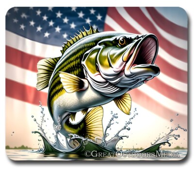 All American Bass Fishing USA ~ Mousepad / PC Mouse Pad Mat~ Fisherman ...