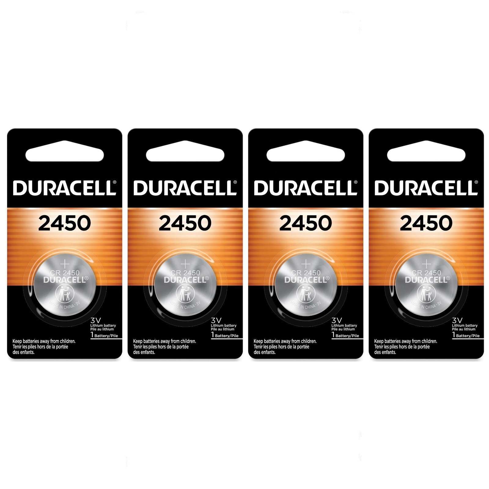 4 2450 Duracell Lithium 3V Coin Cell Batteries (CR2450, DL2450, ECR2450 ...