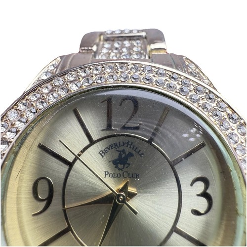 Gold BEVERLY HILLS Watch Polo Club Round Case Stainless Steel Band NEW ...