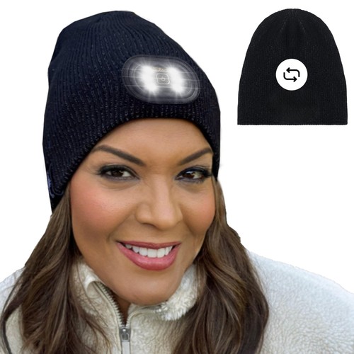 Headlightz® Reflective & Reversible Knit LED Beanie – Rechargeable ...