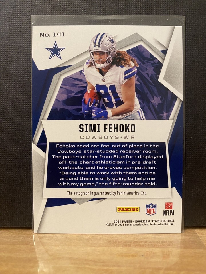 2021 Rookies and Stars Simi Fehoko /99 Auto RC Dallas Cowboys | eBay