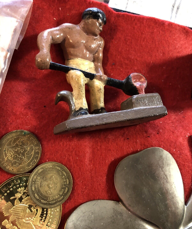 Vtg Junk Drawer Lot Mini Sears Tower, Roman Coins & Tokens 4 Leaf ...