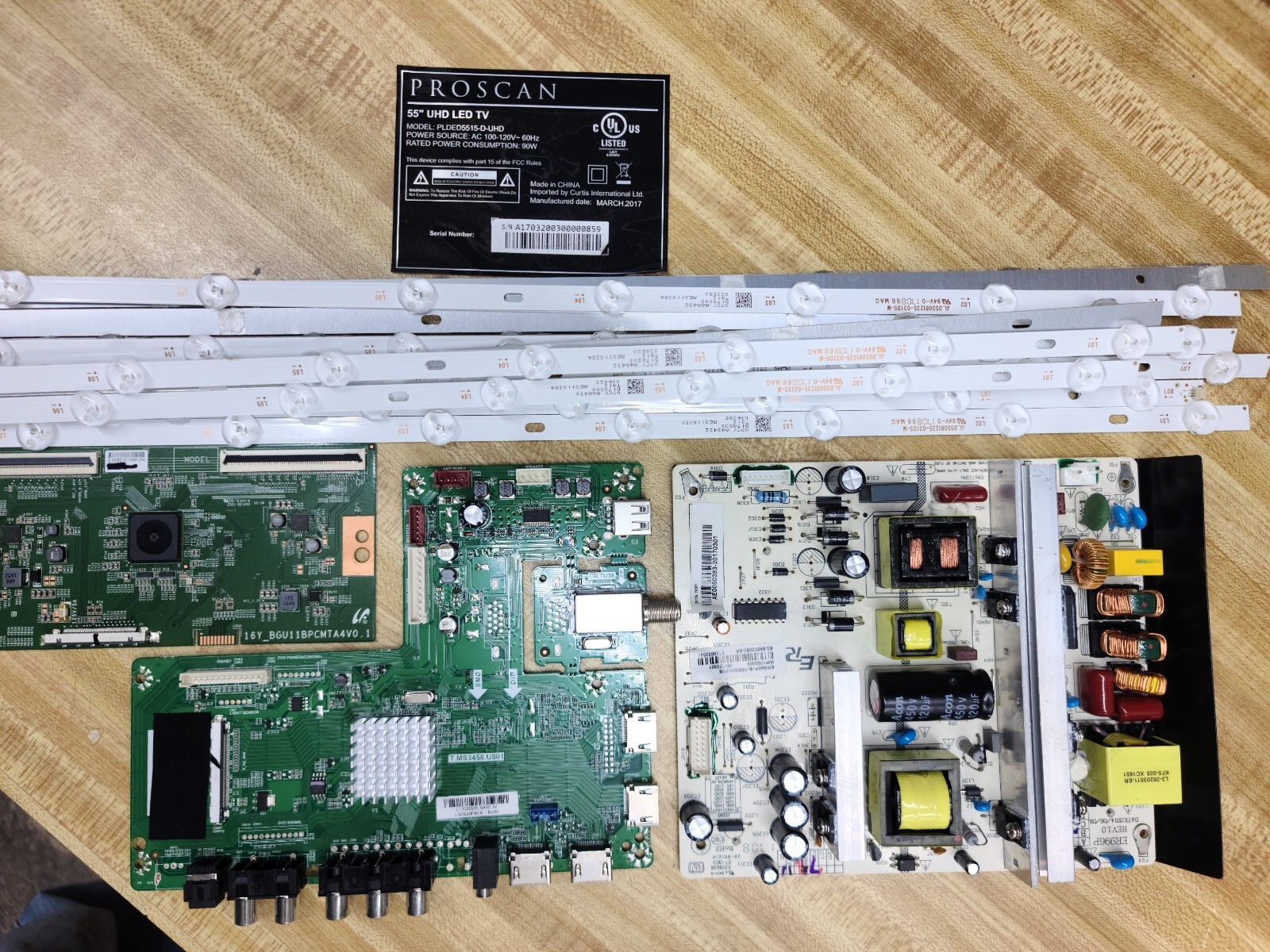 Proscan PLDED5515-D-UHD LED repair kit Power supply main board Tcon ...