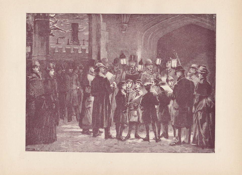 VICTORIAN CHRISTMAS CAROLERS SINGING CHRISTMAS CAROLS HOLIDAY ANTIQUE ...