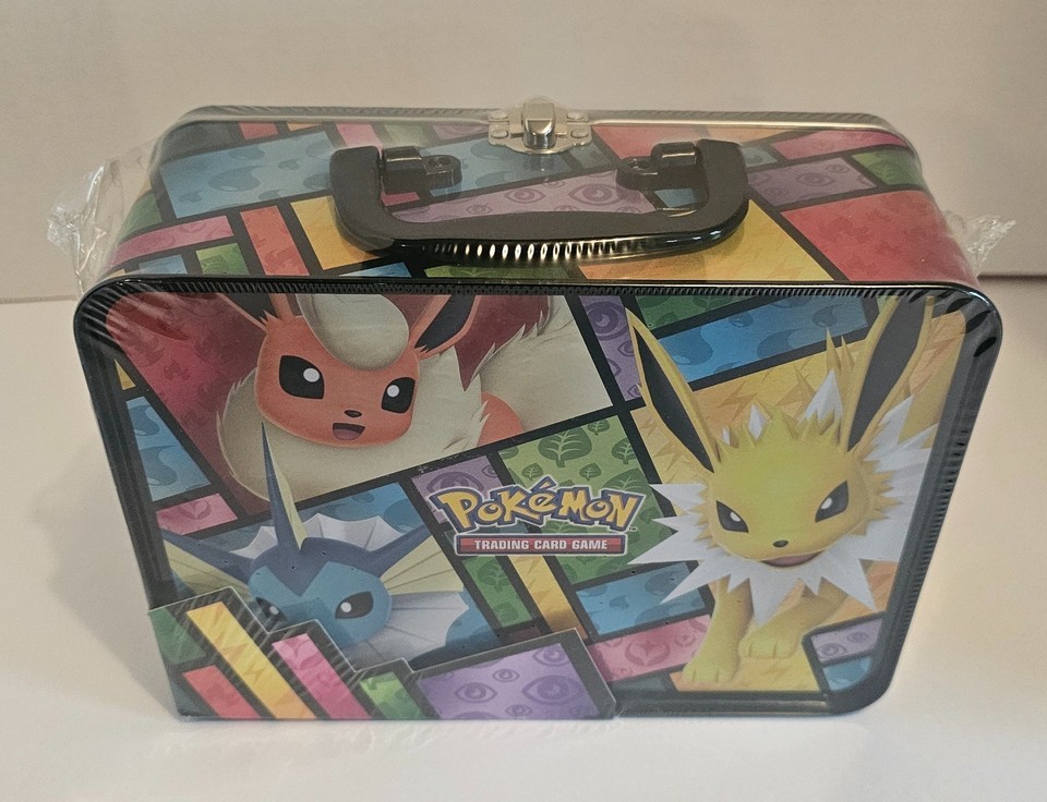 Pokemon Cards Eevee Treasure Chest Eeveelution Collectible Lunchbox Tin ...