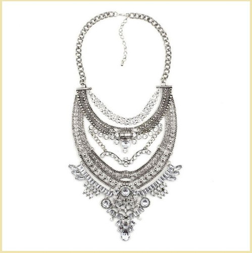 New Fashion Necklace With Metallic Chains And Crystal Stones | eBay