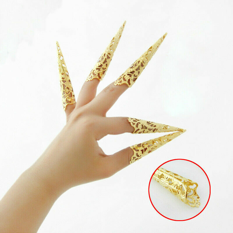 5x Metal Long Nail Rings Fingernails Cosplay Dance Props Chinese Style ...