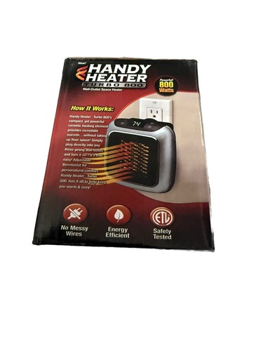 Handy Heater Turbo 800 Wall Outlet Small Space Heater with Adjustable ...