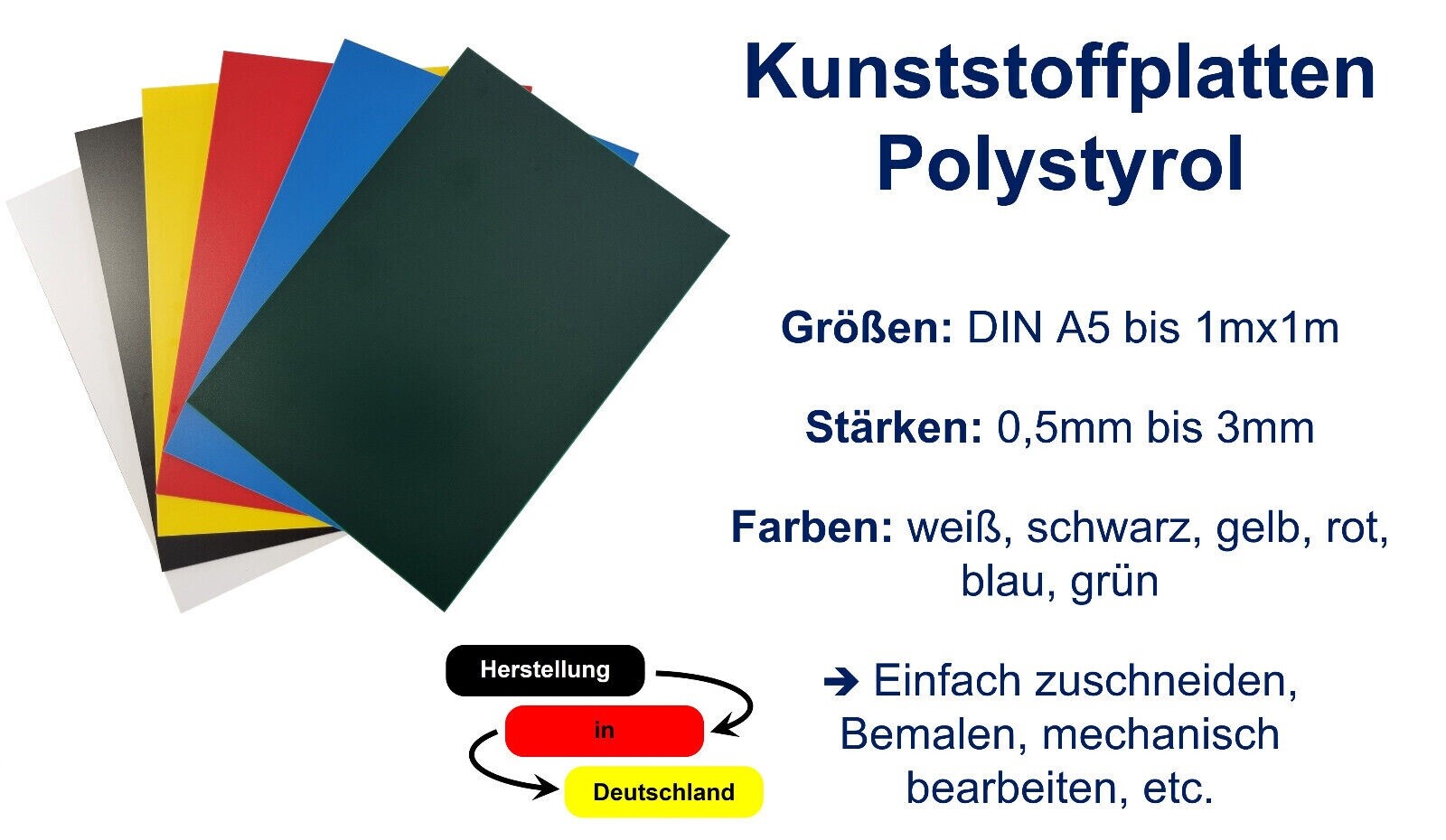 Kunststoffplatte Polystyrol 0,5mm - 3mm WEISS Modellbau Basteln DIN A5 ...