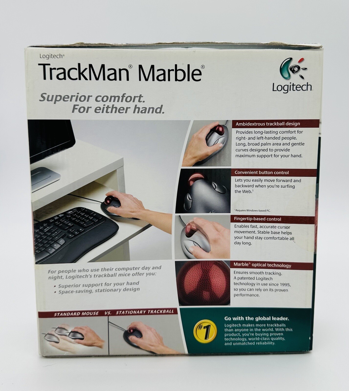 Logitech Trackman Marble Trackball Mouse - 910-000806 for sale online ...