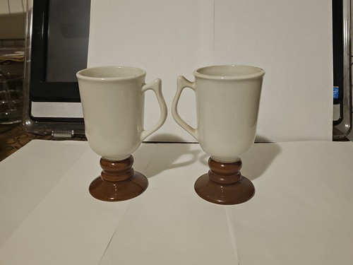 Vintage Pair Of HALL Pottery #1272 Pedestal Irish Coffee 6" Mugs ...
