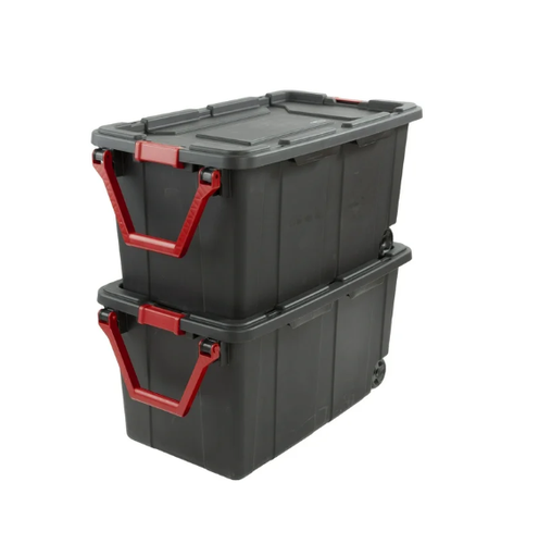 Storage Boxes 40 Gallon Wheeled Industrial Tote Plastic Set of 2 | eBay
